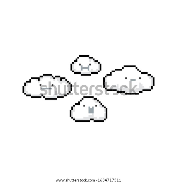 Pixel Art Cartoon Doodle Cloud Character Stock Vector (Royalty Free ...