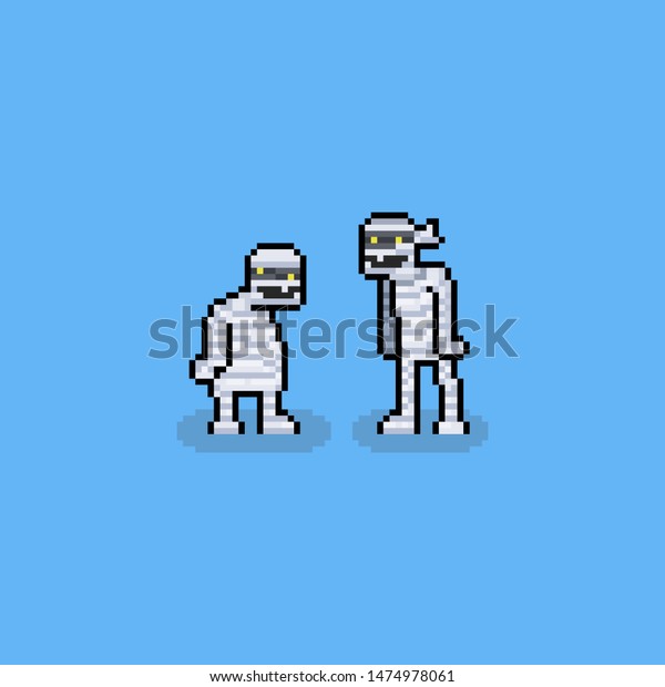 Pixel Art Cartoon Mummy Characters8bithalloween Stock Vector (Royalty ...
