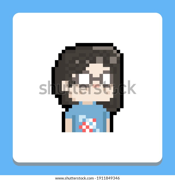 Pixel Art Cartoon Portrait Nerd Girl Stock Vector (Royalty Free ...