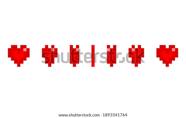 Pixel Art Cartoon Red Heart Icon Stock Vector (Royalty Free) 1893341764 ...
