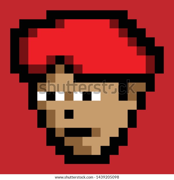 Pixel Art Cartoon Red Man Head Stock Vector (Royalty Free) 1439205098 ...