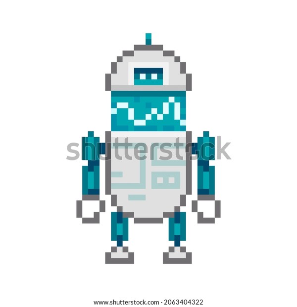 Pixel Art Cartoon Robot Icon Retro Stock Vector (Royalty Free ...