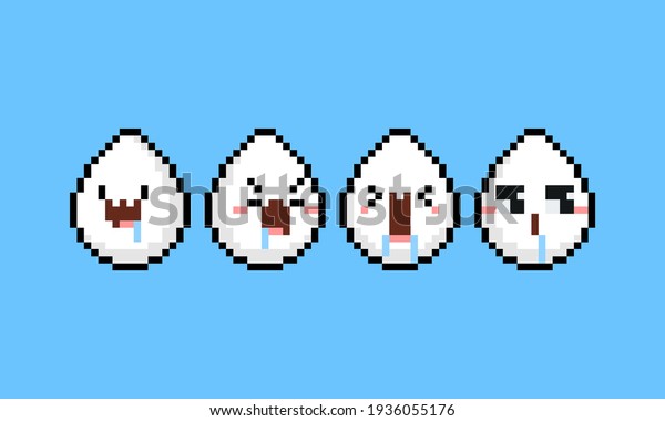 Pixel Art Cartoon Set Funny Hungry Stock Vector (Royalty Free ...