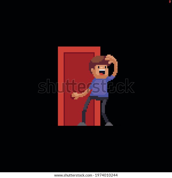 Pixel Art Character Waving Goodbye While 스톡 벡터(로열티 프리) 1974010244 ...