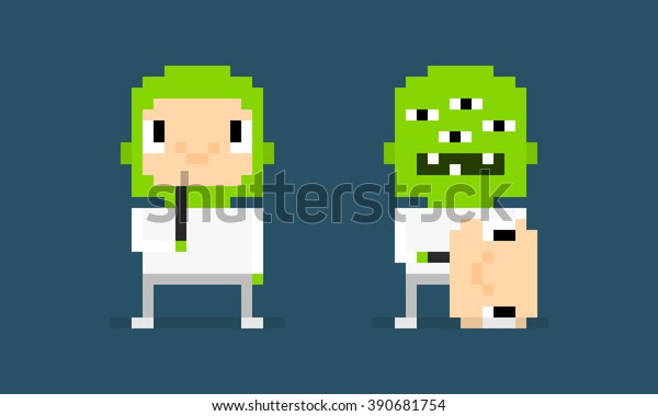 Pixel Art Characters Pretender Alien Hiding Stock Vector (Royalty Free) 390681754 | Shutterstock