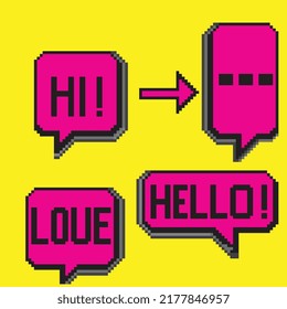 Pixel Art Chat Box Hi Love: เวกเตอร์สต็อก (ปลอดค่าลิขสิทธิ์) 2177846957 ...