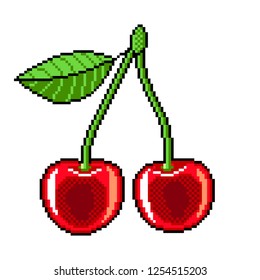 Pixel Art Cherry Fruit Detailed Illustration Stock Vector (Royalty Free ...