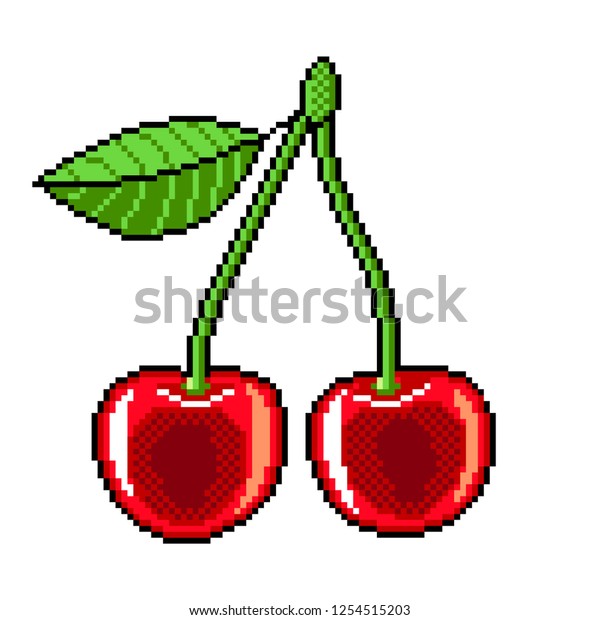 Pixel Art Cherry Fruit Detailed Illustration Stock Vector (Royalty Free ...