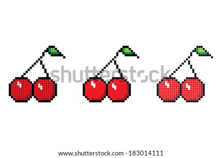 Pixel Art Cherry Vector Icon 스톡 벡터(사용료 없음) 183014111 - Shutterstock