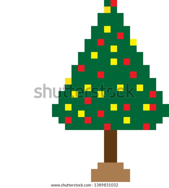 Pixel Art Christmas Tree On White Stock Vector (Royalty Free ...