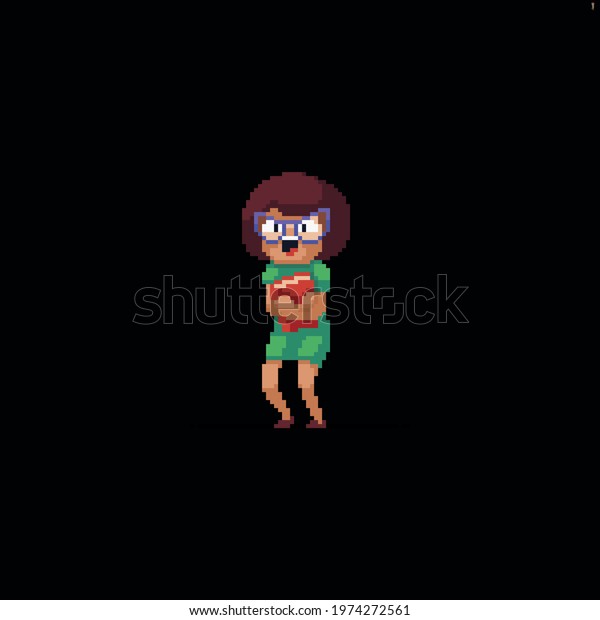 Pixel Art Clever Looking Bookworm Girl Stock Vector (Royalty Free ...