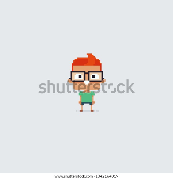 Pixel Art Clever School Boy Big Stock Vector (Royalty Free) 1042164019