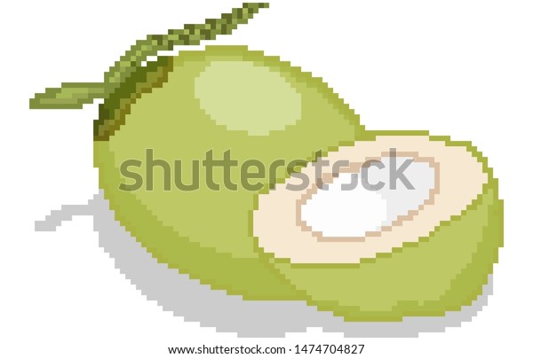 Pixel Art Coconut Half Coconut On Stock Vector (Royalty Free ...