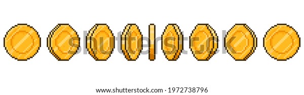Pixel Art Coin Animation Game Ui: vector de stock (libre de regalías ...