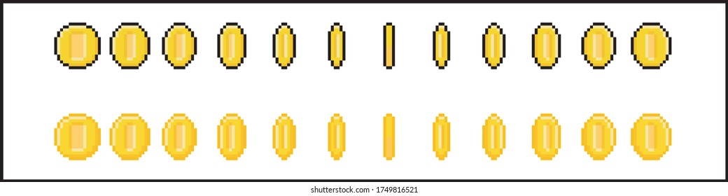 Pixel Art Coin Animation Platformer Games Stock Vector (Royalty Free ...