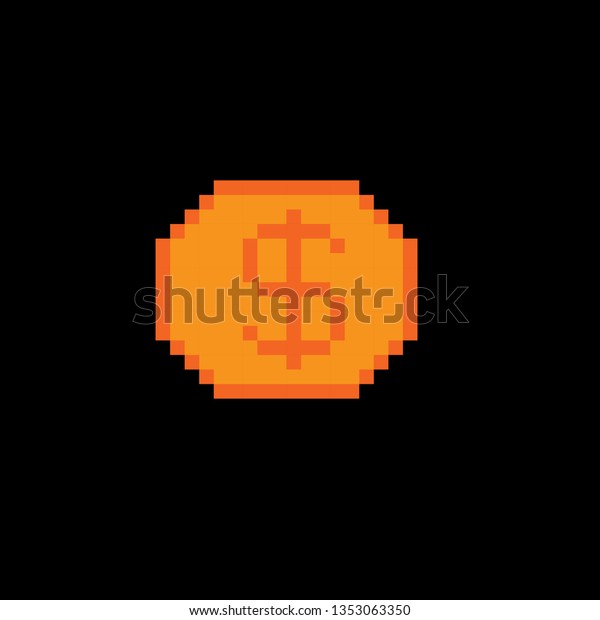 Pixel Art Coin On Black Background Stock Vector (Royalty Free ...