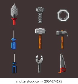 Pixel Art Construction Tools Pixel Game 库存矢量图（免版税）2064674195 | Shutterstock