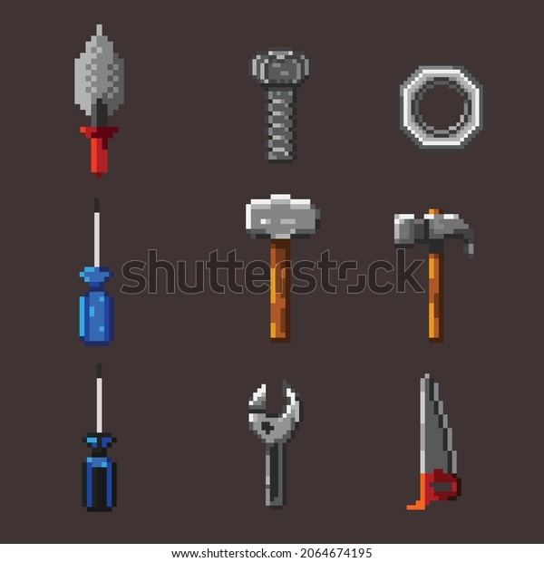 Pixel Art Construction Tools Pixel Game 库存矢量图（免版税）2064674195 | Shutterstock