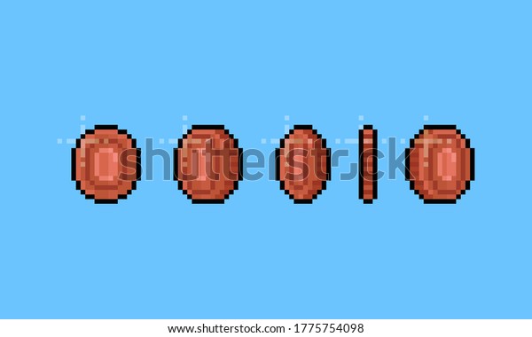 Pixel Art Copper Coin Game Item8bit Stock Vector (Royalty Free ...