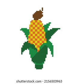 Pixel Art Corn On White Background Stock Vector (Royalty Free ...