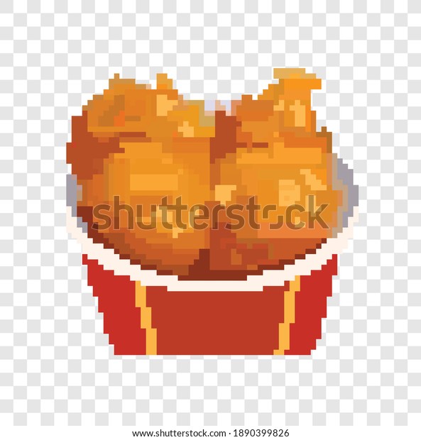 Pixel Art Crispy Fried Chicken Food: เวกเตอร์สต็อก (ปลอดค่าลิขสิทธิ์ ...