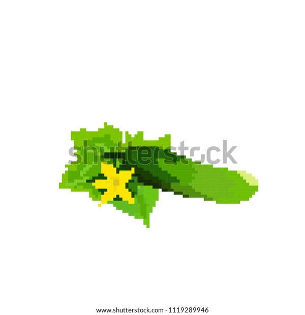 Pixel Art Cucumber On White Background Stock Vector (Royalty Free ...