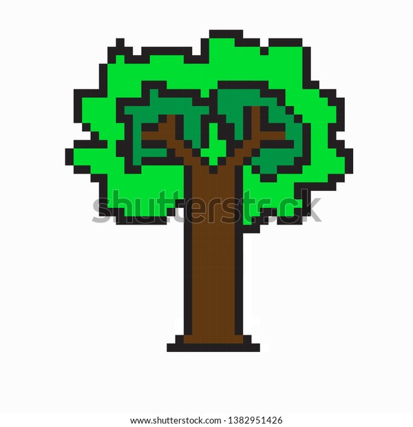 Pixel Art Cute Cartoon Tree Stock Vector (Royalty Free) 1382951426 ...