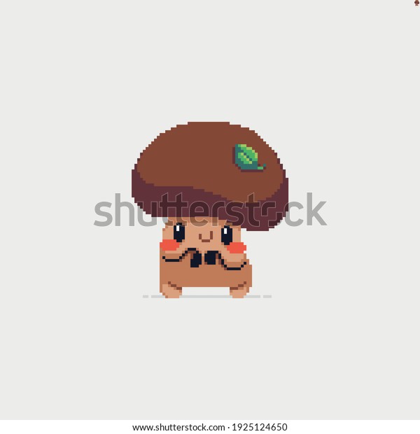 Pixel Art Cute Mushroom Character Stock Vector (Royalty Free ...