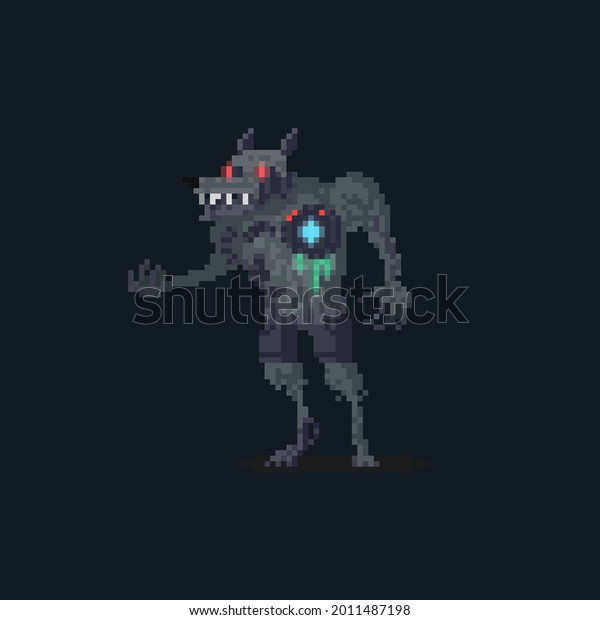Pixel Art Cyborg Werewolf Character Stock Vector (Royalty Free ...