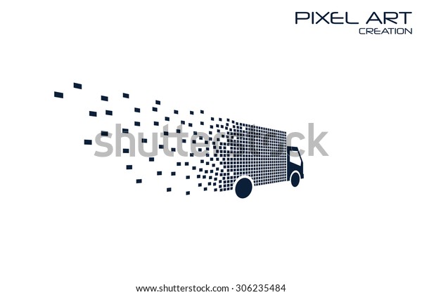 「Pixel Art Delivery Car Logo On」のベクター画像素材（ロイヤリティフリー） 306235484