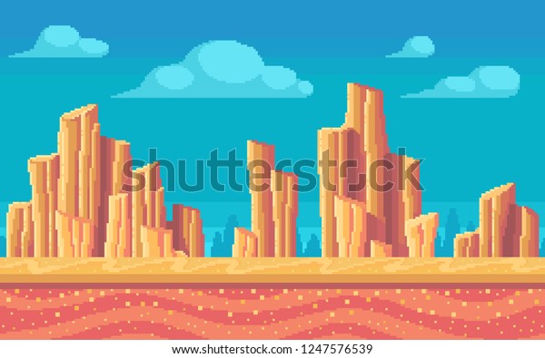 Pixel Art Desert Day Seamless Background Stock Vector (Royalty Free ...