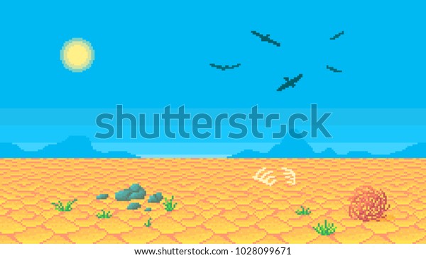 Pixel Art Desert Seamless Background Vector Stock Vector (Royalty Free ...