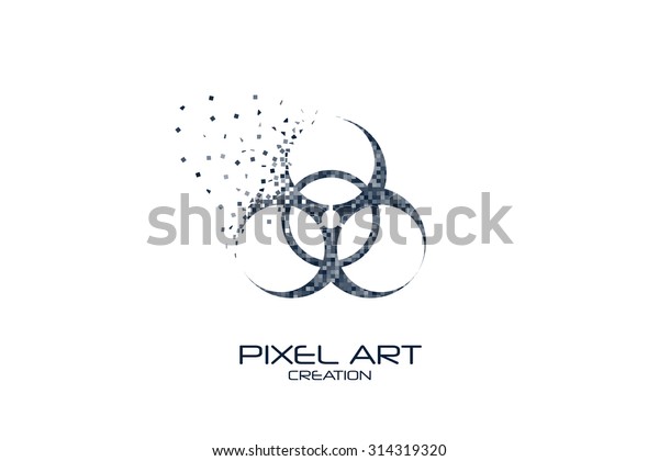 Pixel Art Design Biohazard Sign Logo Stock Vector (Royalty Free ...