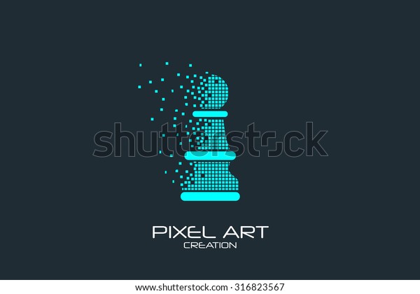 Vektor Stok Pixel Art Design Chess Pawn Logo (Tanpa Royalti) 316823567
