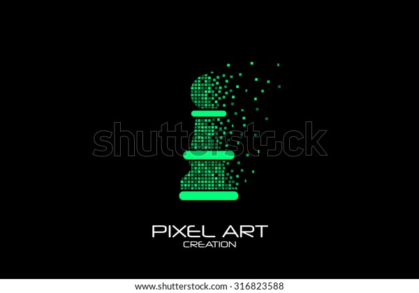 Pixel Art Design Chess Pawn Logo 스톡 벡터(로열티 프리) 316823588