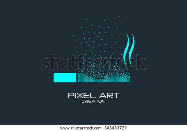 Pixel Art Design Cigarette Icon Logo Stock Vector (Royalty Free) 343433729