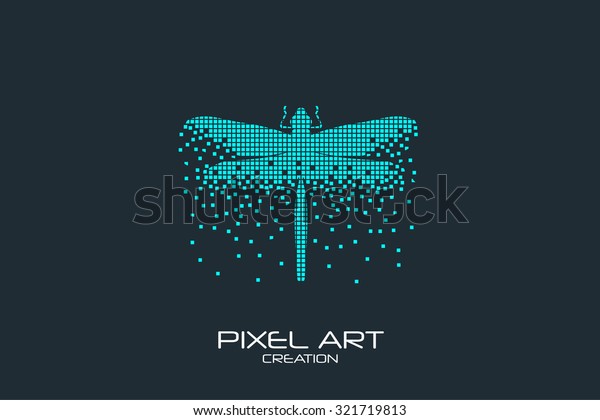 Pixel Art Design Dragonfly Logo Stock Vector (Royalty Free) 321719813 ...