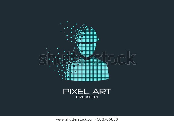 Pixel Art Design Engineer Logo Stock Vector (Royalty Free) 308786858