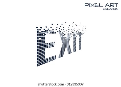 Pixel Art Design Exit Sign Logo: เวกเตอร์สต็อก (ปลอดค่าลิขสิทธิ์ ...