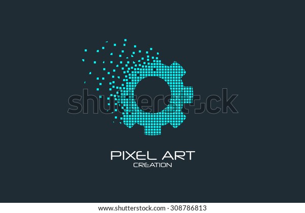 Design de pixel art do logotipo da engrenagem.