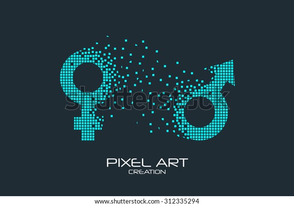 Pixel Art Design Gender Sign Logo 库存矢量图（免版税）312335294