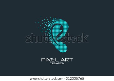 Pixel Art Design Human Ear Logo Stock Vector (Royalty Free) 312335765 ...