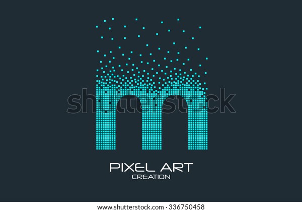 Pixel Art Design M Letter Logo Stock Vector (Royalty Free) 336750458