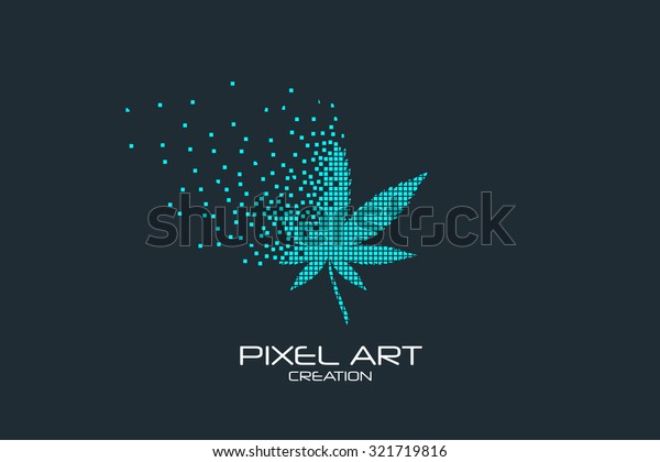 Pixel art design of the marijuana leaf logo.