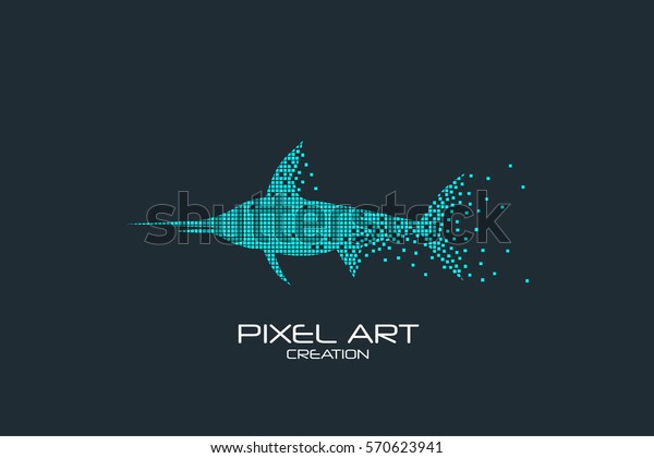 Pixel Art Design Marlin Logo Design: stockvector (rechtenvrij ...