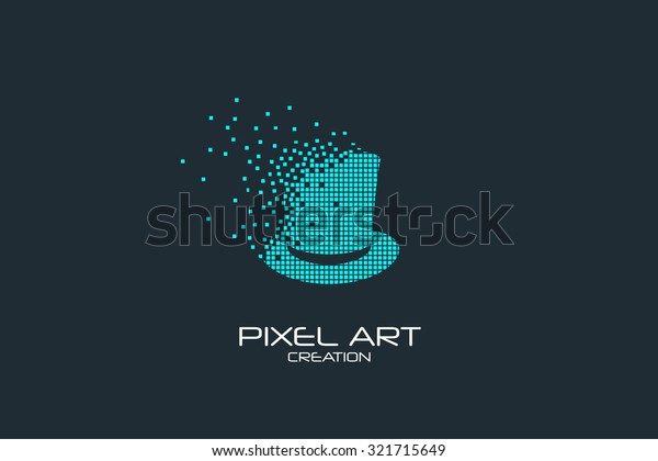 Pixel art design of the top hat logo.