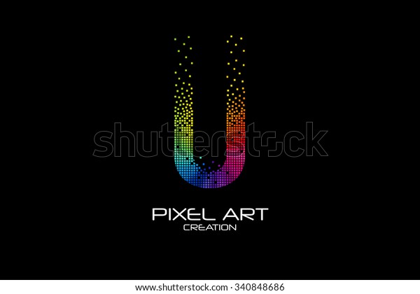 Pixel Art Design U Letter Logo: vetor stock (livre de direitos ...