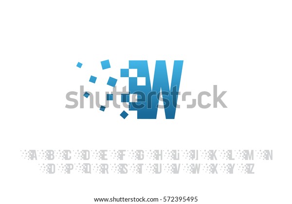 Pixel Art Design W Letter Logo Stock Vector (Royalty Free) 572395495