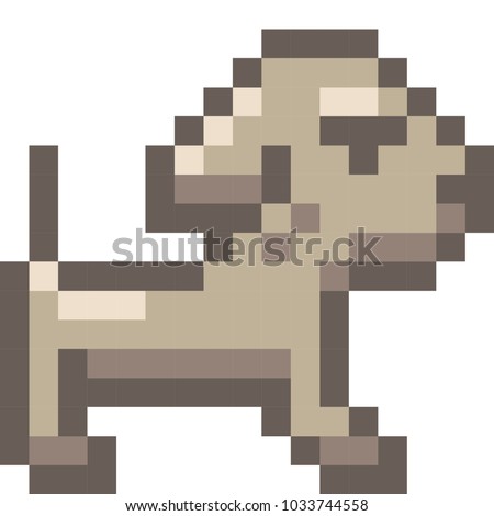 Pixel Art Dog 16 X 16 Pixels เวกเตอร์สต็อก (ปลอดค่าลิขสิทธิ์ ...