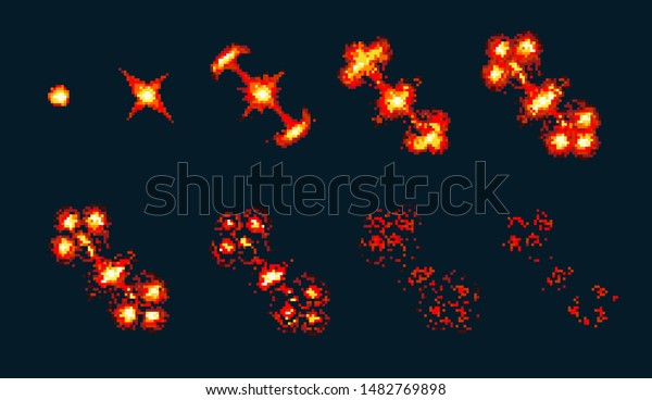 Pixel Art Explosion Game Icons Set 库存矢量图（免版税）1482769898 | Shutterstock